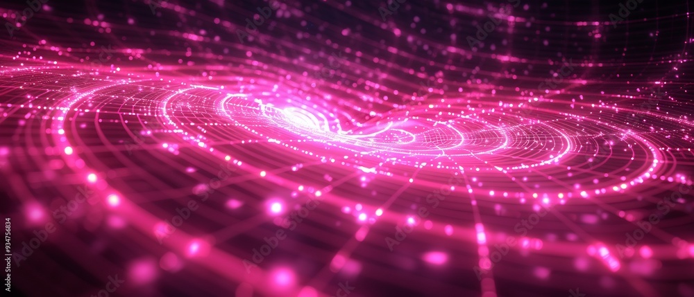 Spacetime distortion around a black hole depicted as a 3D spiral of ...