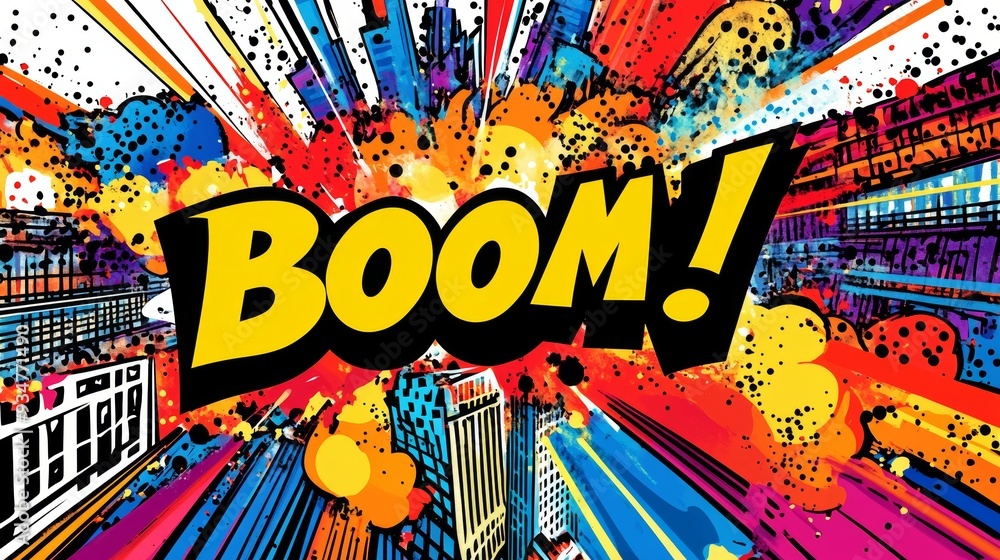 Dynamic Comic Cityscape 3D Backdrop for Superhero Party | Vibrant ...