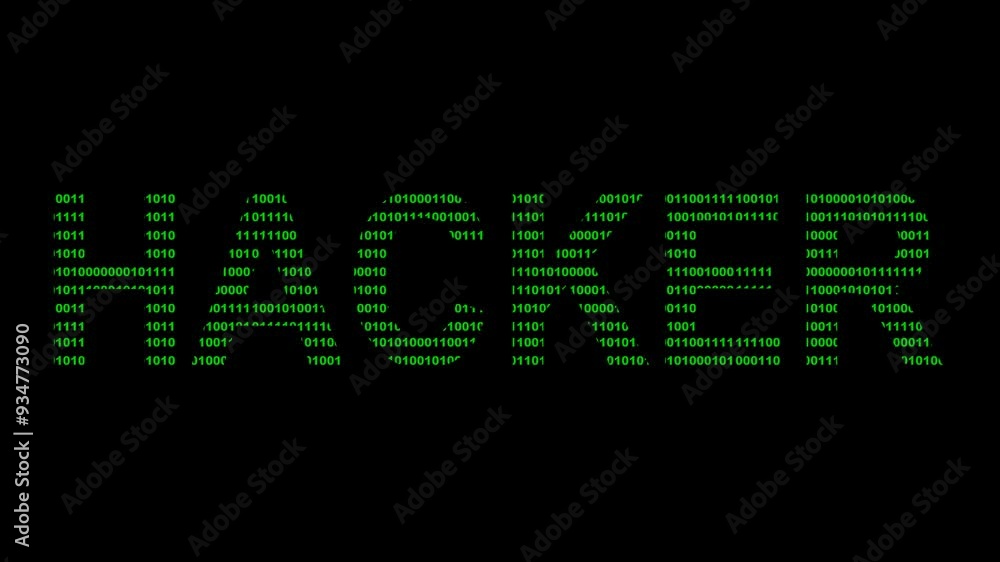 Video Animation Hacker Text Designed With Number 0 And 1 Symbol Binary Code System On A