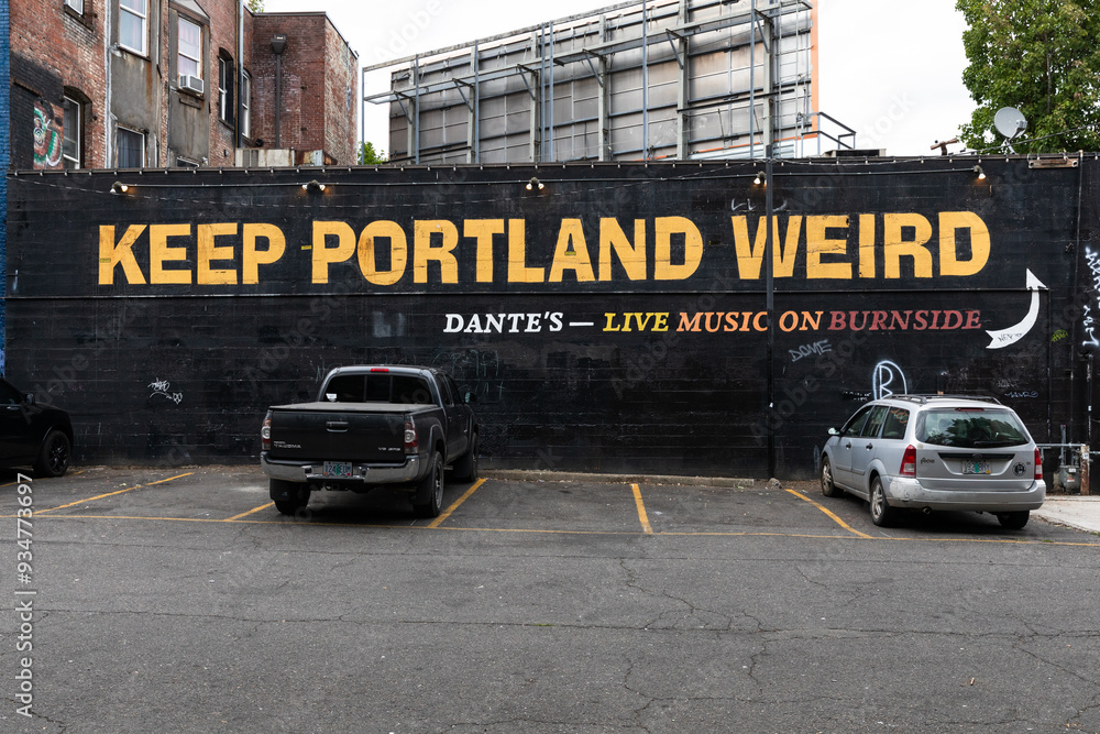 Portland, OR, USA - Aug 12, 2024 - Keep Portland Weird sign on the back ...