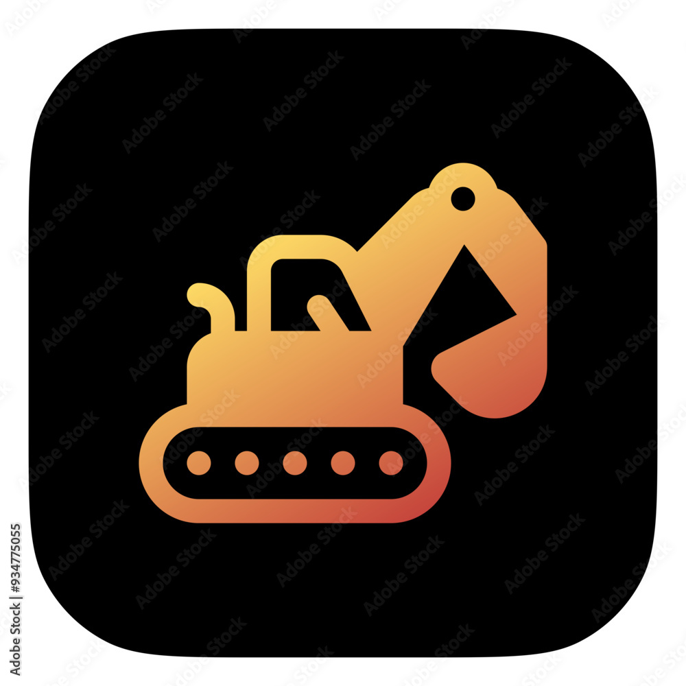 Editable excavator, tractor, machine, digger, loader vector icon ...