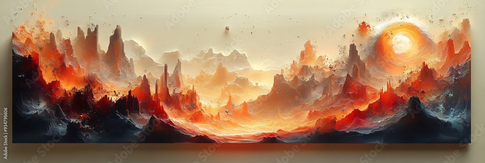 3d Structures Painted 2D Styles abstract scene where massive intricate ...