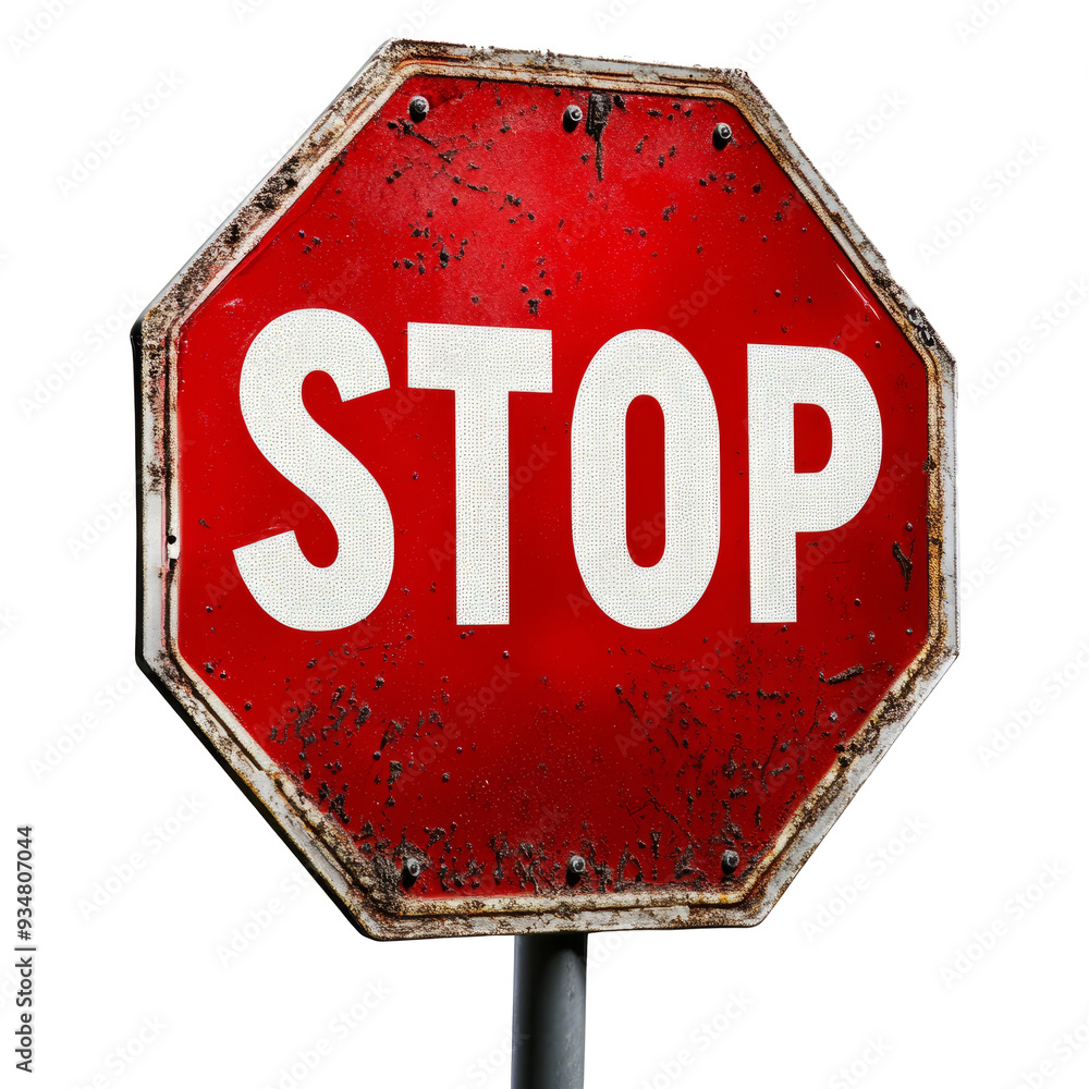 Red stop octagon sign isolated on transparent background. Traffic ...