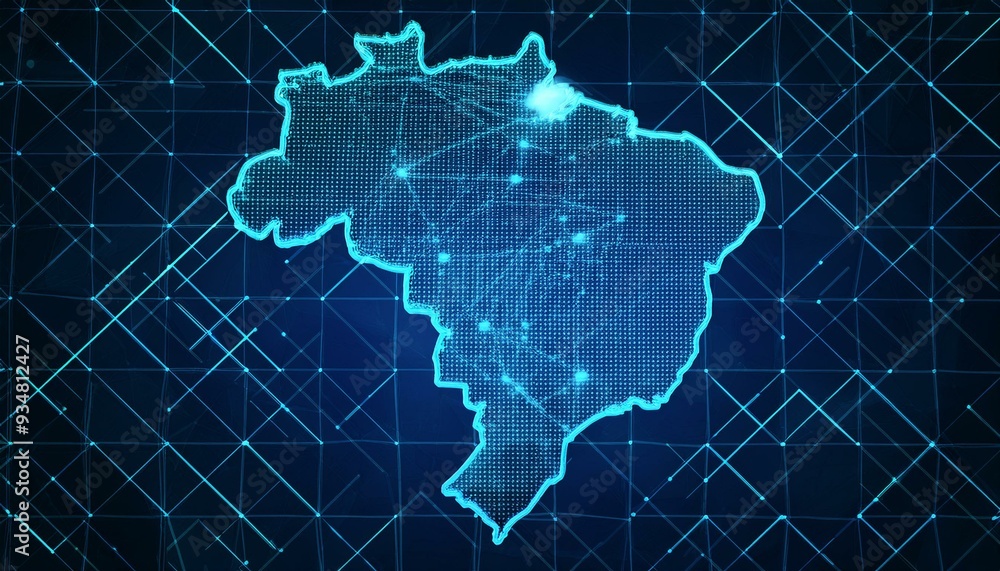 Digital map of Brazil, concept of global network and connectivity Stock ...