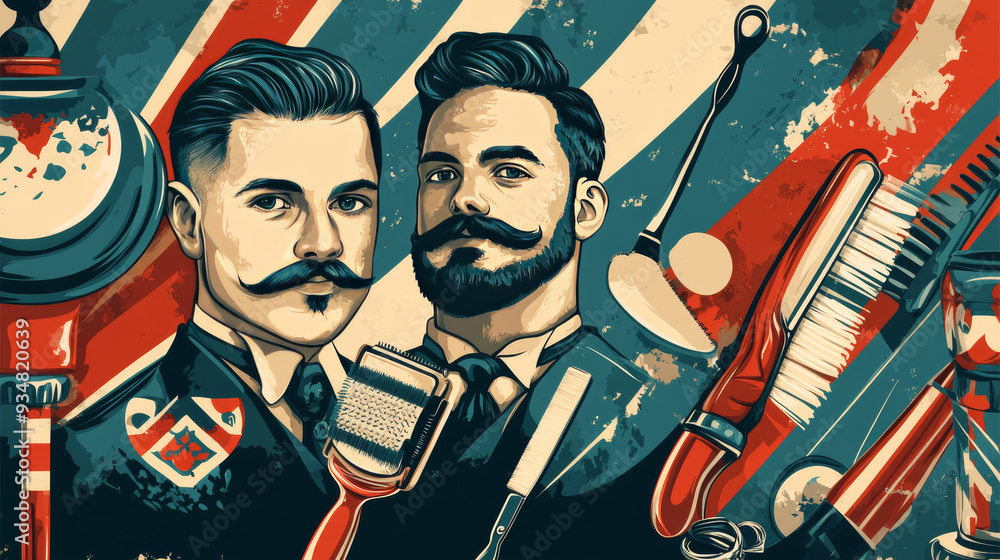 Vintage barbershop professional posters featuring men’s hairdressing ...