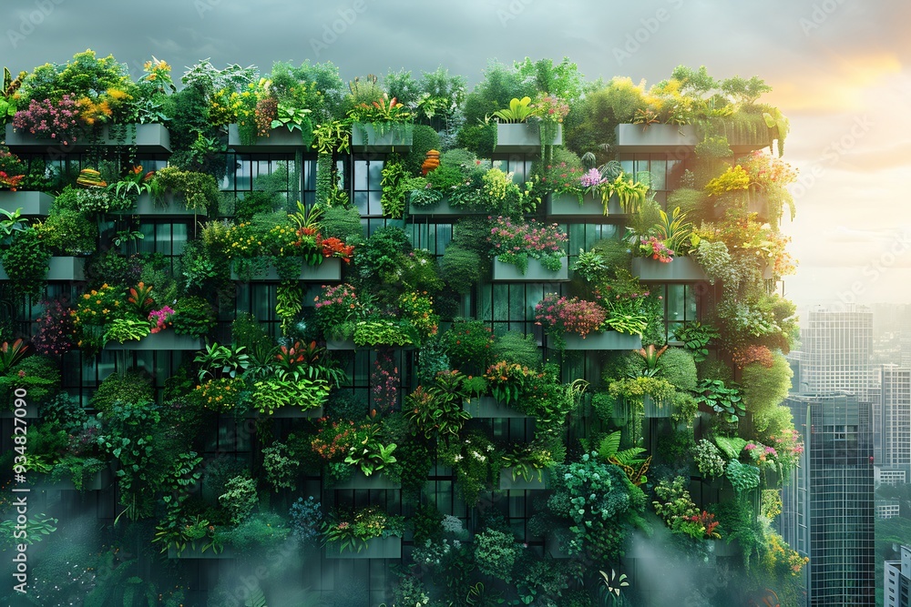 Vector art depicting the benefits of green technology in sustainable ...