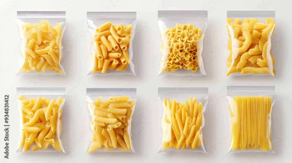3D vector mockups of pasta and Italian macaroni food packages ...