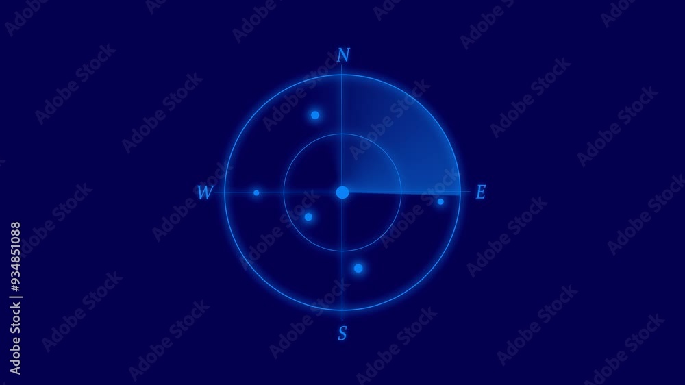 Abstract Digital Sonar Radar Screen Technology Animation. Futuristic ...