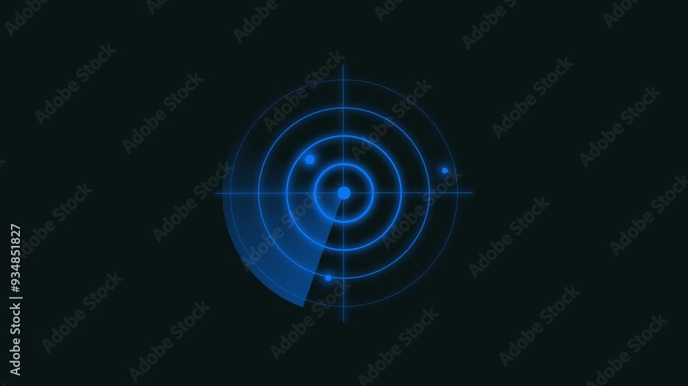 Abstract Digital Sonar Radar Screen Technology Animation. Futuristic ...