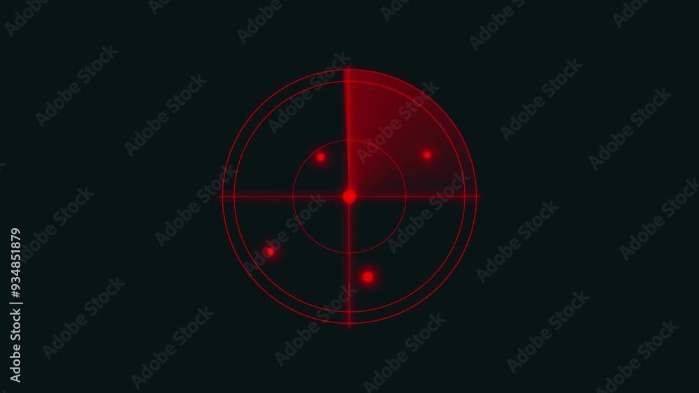 Abstract Digital Sonar Radar Screen Technology Animation. Futuristic ...