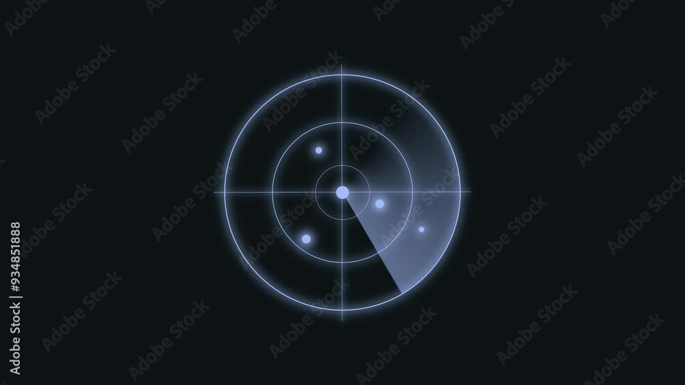 Abstract Digital Sonar Radar Screen Technology Animation. Futuristic ...