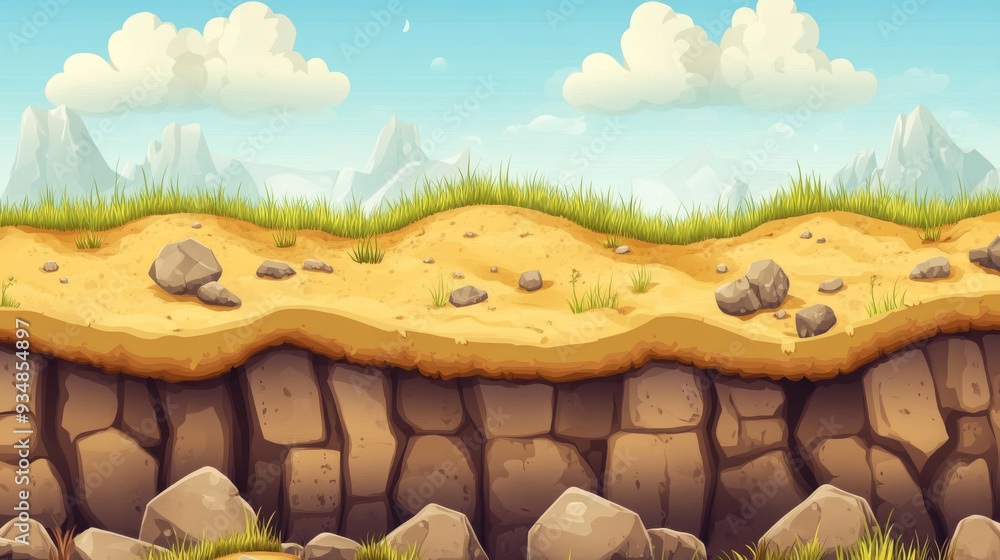 Seamless vector game level texture depicting soil ground and ...