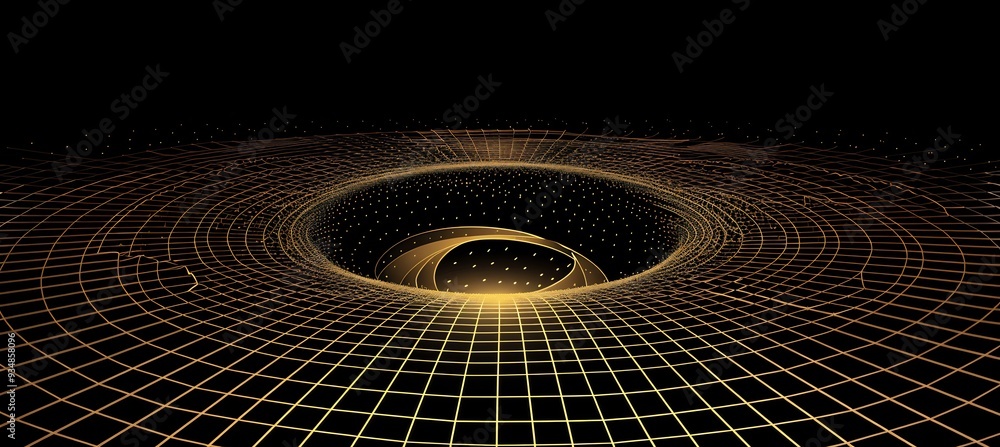 Vector depiction of a black hole where 3D matter approaches escape ...