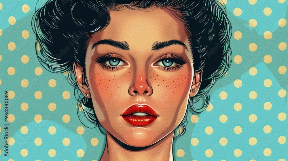 Bright and Bold Pin-Up Girl in Pop Art Retro Comic Style Portrait Stock ...
