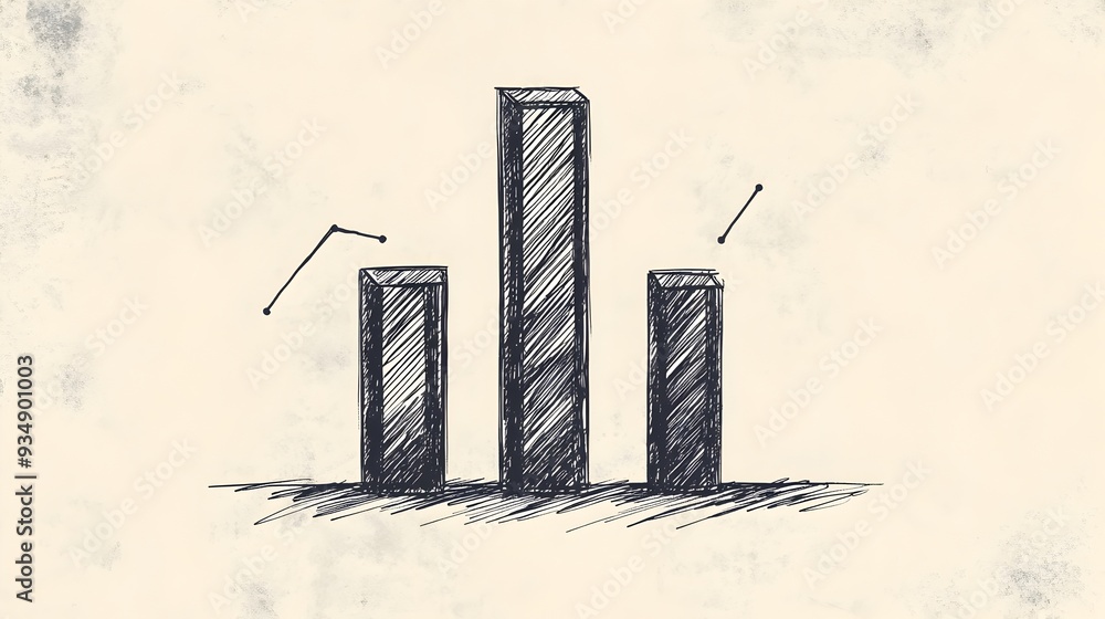 Detailed hand drawn bar chart visualization showcasing quarterly sales ...