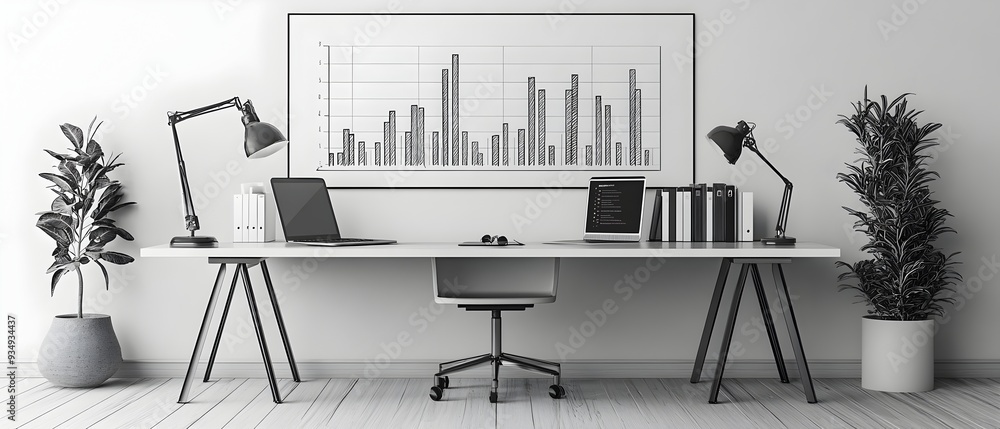 Meticulously hand drawn bar graph visualizing quarterly metrics with a ...