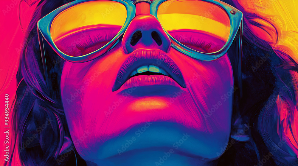 Vintage Neon Lights Poster with Grain Effect, retro, 80s, neon colors ...