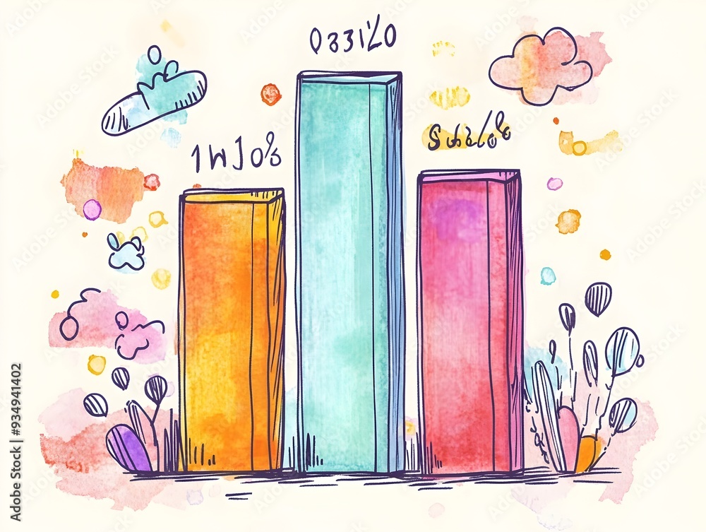 Vibrant and Playful Hand Drawn Bar Chart Displaying Quarterly Sales ...