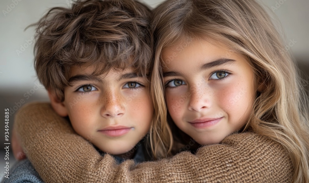 Loving brother hugging upset sister family support and care, siblings ...