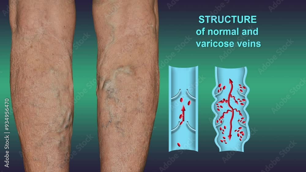 Deep Vein Thrombosis or Blood Clots. Embolus. Structure of normal and ...
