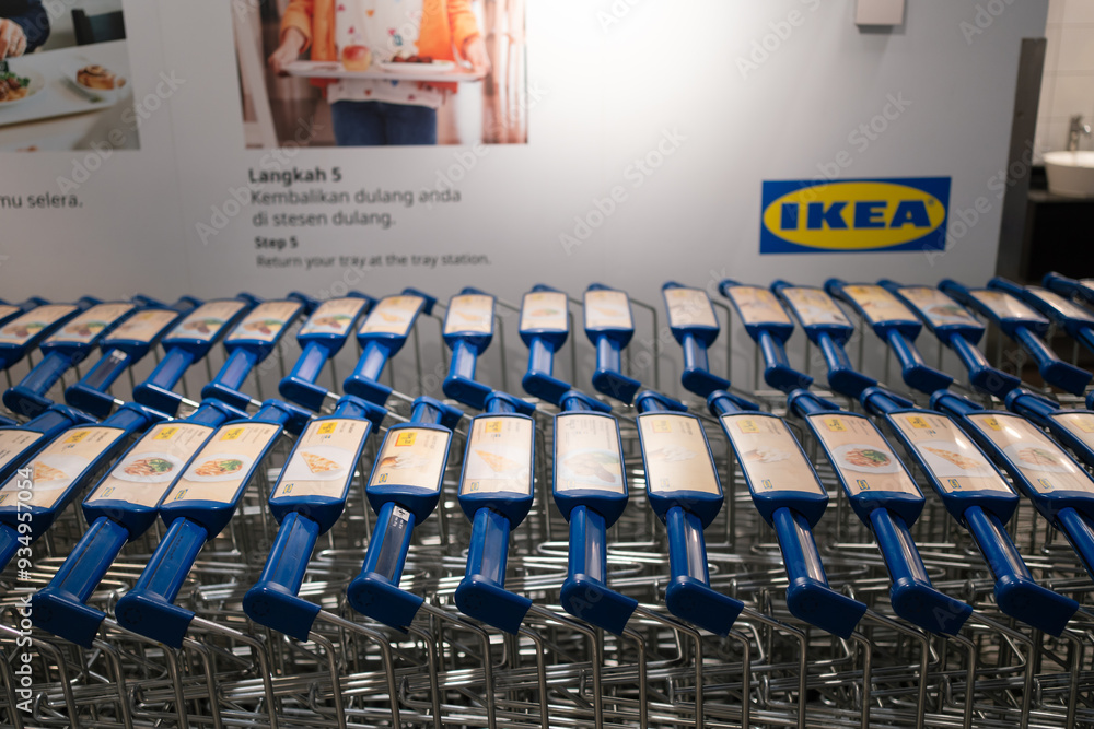 PENANG, MALAYSIA - AUG 14, 2024: IKEA restaurant food tray cart at IKEA ...