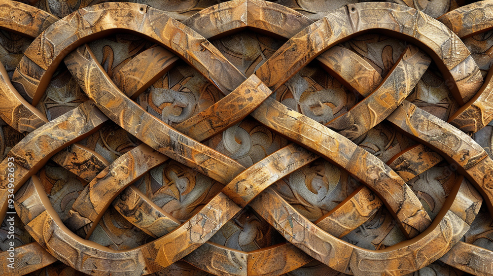 A repeating pattern of intricate, Celtic knots, with endless loops and ...