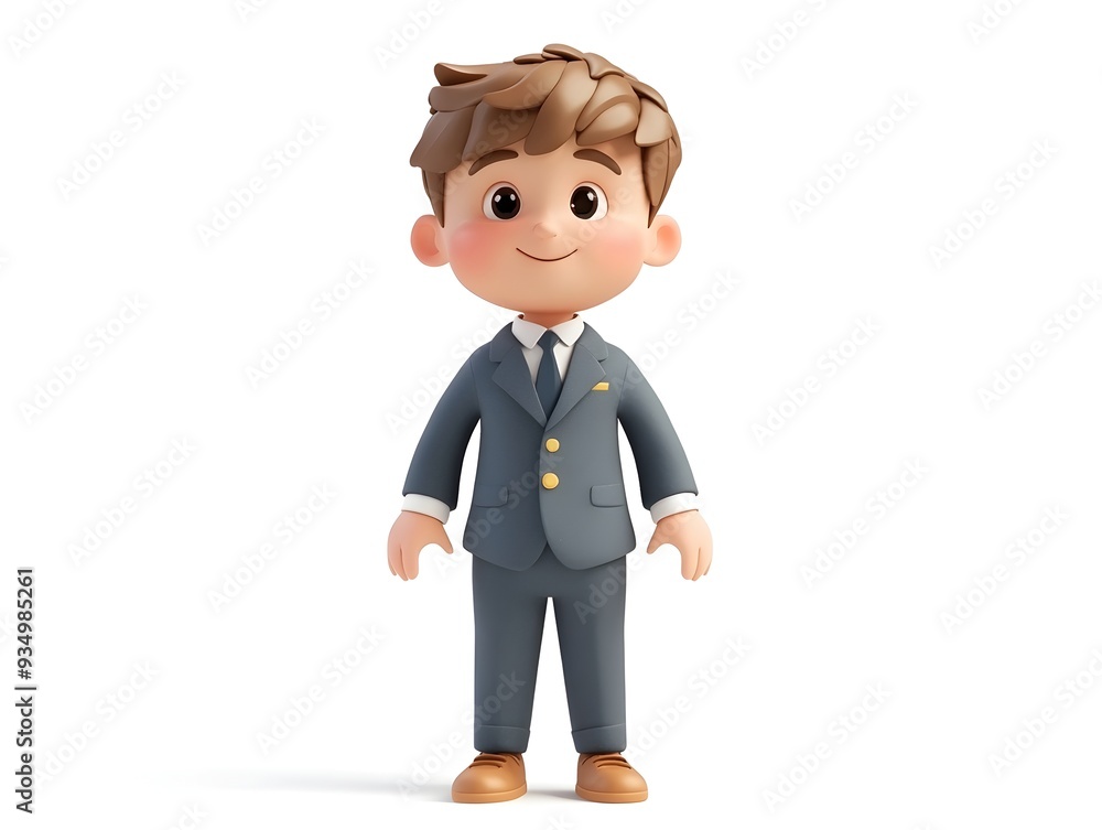 Full Body 3D Rendered Character of a Boy Wearing Car Salesman Uniform ...