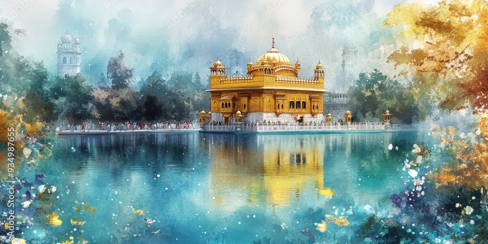 Serene Abstract Sikh Gurdwara: AI-Generated Watercolor Art for Cultural ...