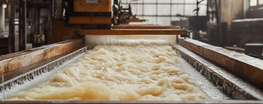Rubber processing machinery in action, transforming raw latex into ...