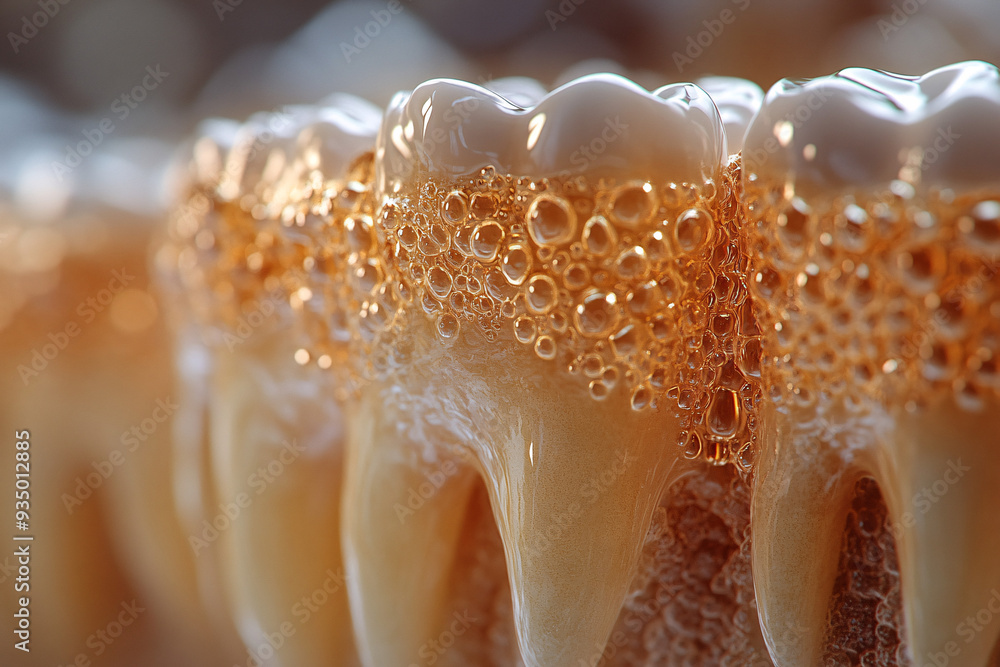 Detailed microscopic image of a pristine tooth enamel surface ...