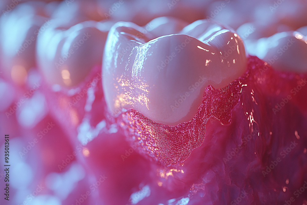 High-resolution microscopic scan of a tooth displaying the smooth and ...