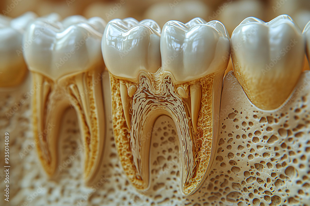 Microscopic cross-section of a flawless tooth, revealing the perfect ...