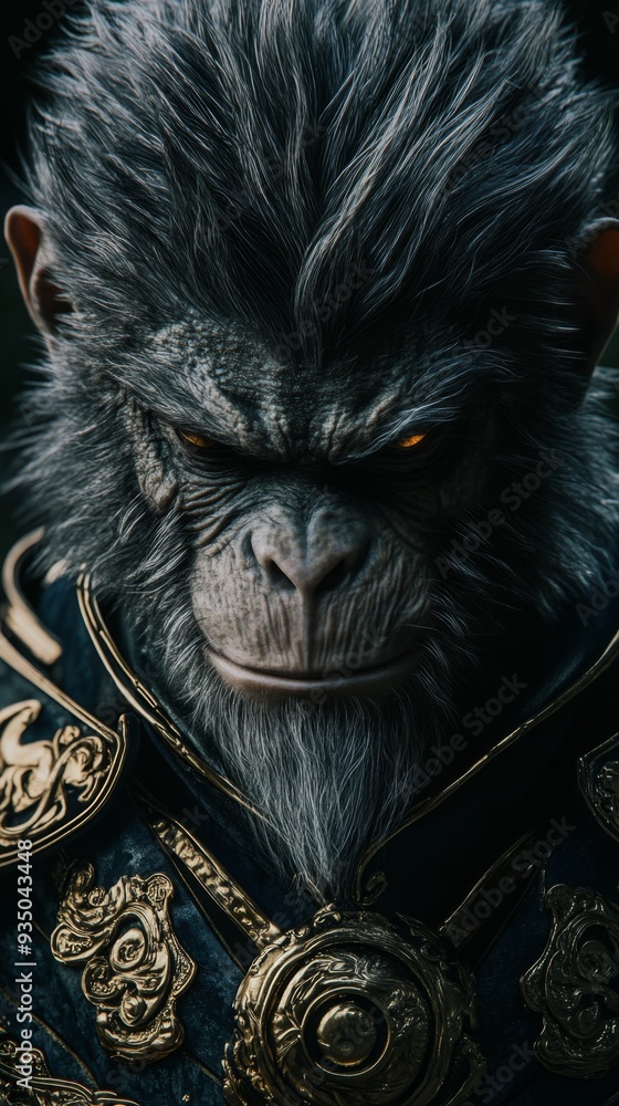 The Chinese myth of Journey to the West, a portrait of Sun Wukong, a ...