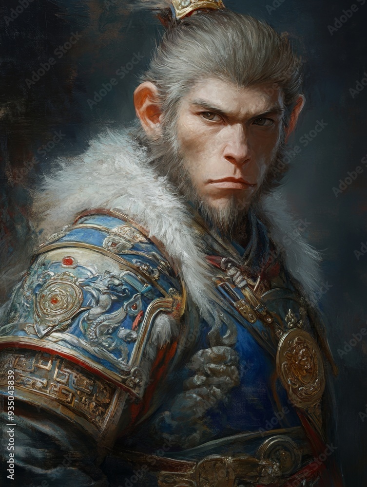 Fierce Black Monkey King: Abstract Portrait of Mythical Hero with ...