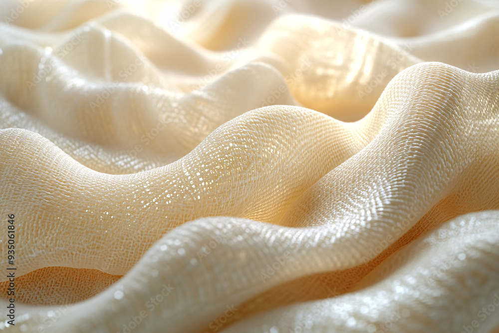 Soft fabric strands under microscope magnification revealing the weave ...