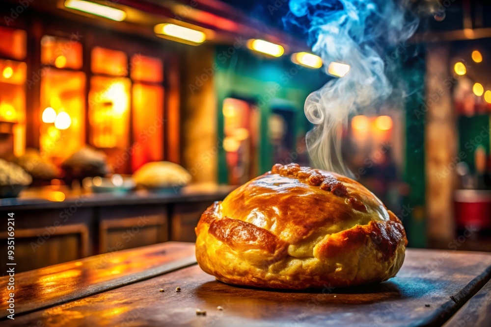 steamy knish steam rising from flaky crust Jewish deli counter eclectic ...