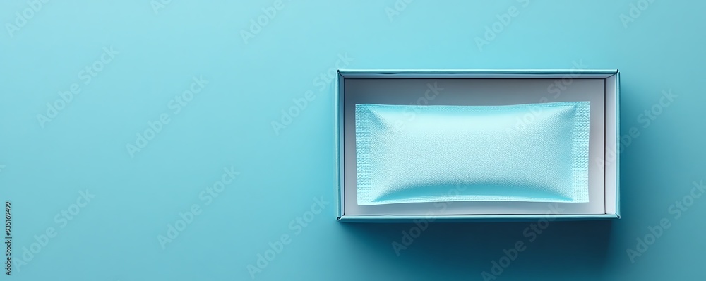 Matte sky blue box for face mask sachets, same size as a singleuse ...