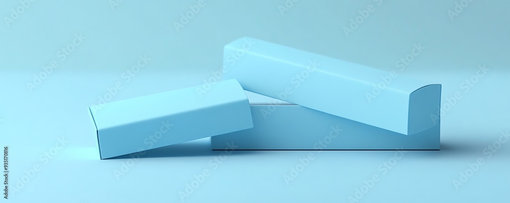 Plain matte sky blue box for singleuse sachets, with a matching matte ...