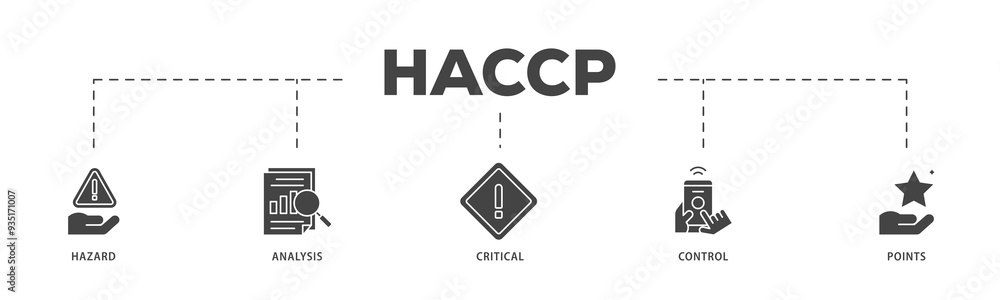 HACCP icons process structure web banner illustration of hazard ...