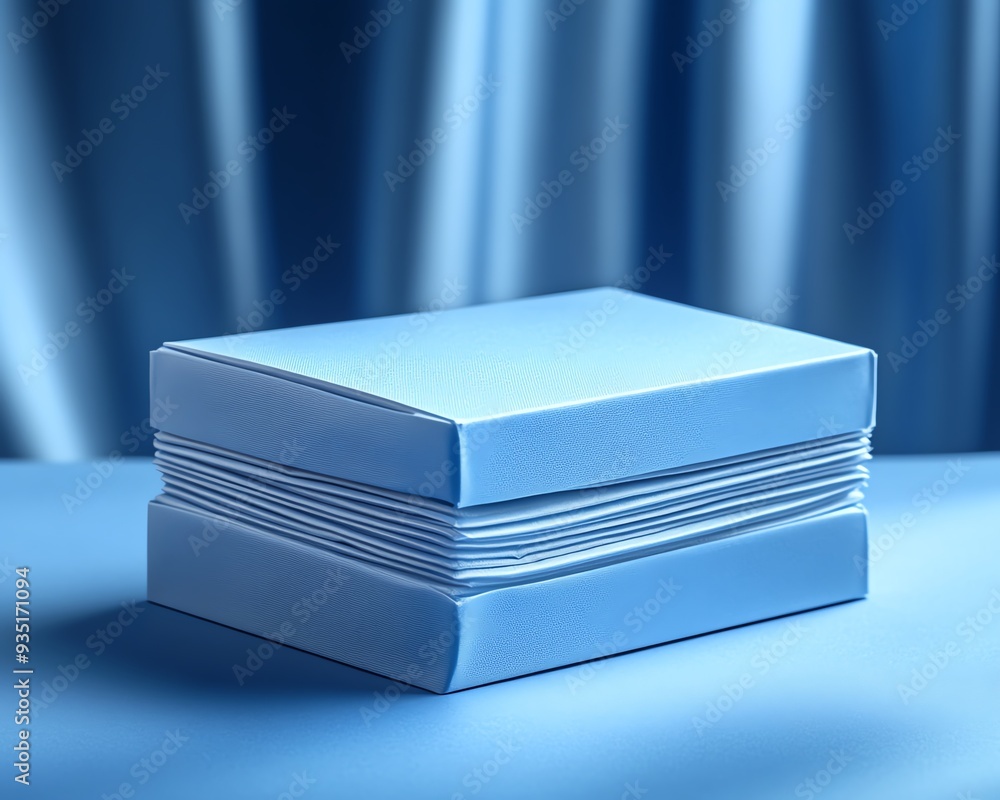 Simple matte sky blue box for face mask sachets, with a singleuse ...