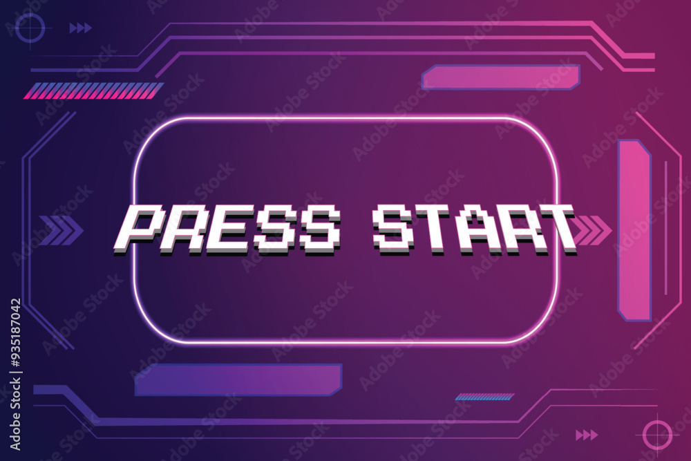 Press start Retro Video Game Background, circuit technology background ...