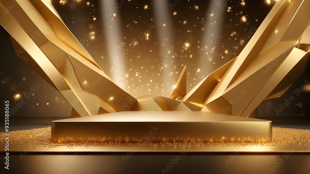 gold podium background with rectangle geometric, rectangle animation ...