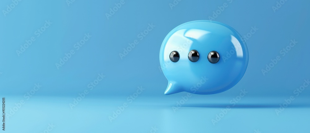 Minimalistic blue chat bubble with three dots on a solid blue ...