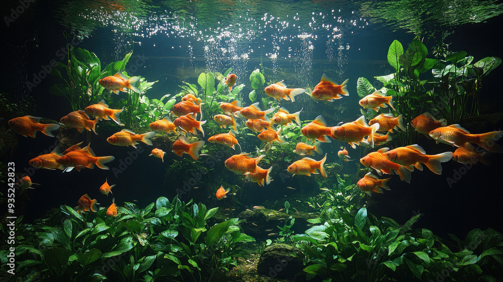 Aquaponics system combining fish farming with hydroponics, highlighting ...