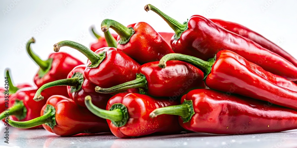 Fiery red peppers bursting with juicy vitality, highlighting glossy ...