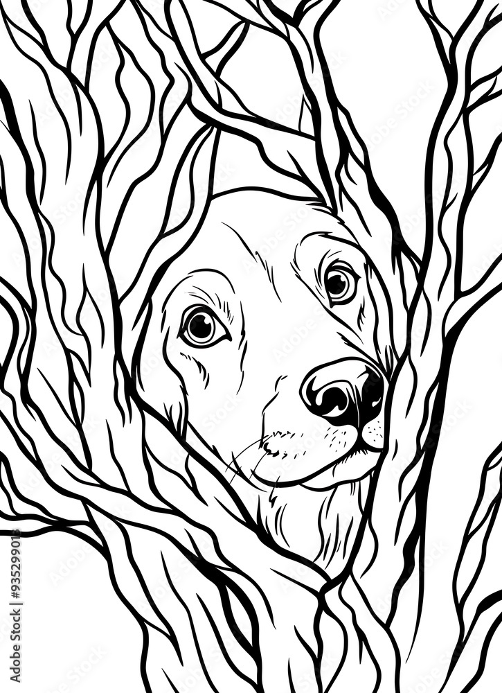 coloring pages of dogs in trees coloring pages of dogs in trees ...
