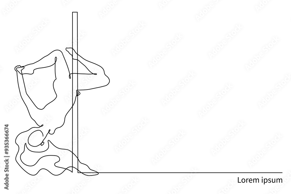 Dancing woman one line art, hand drawn lady figure continuous contour ...