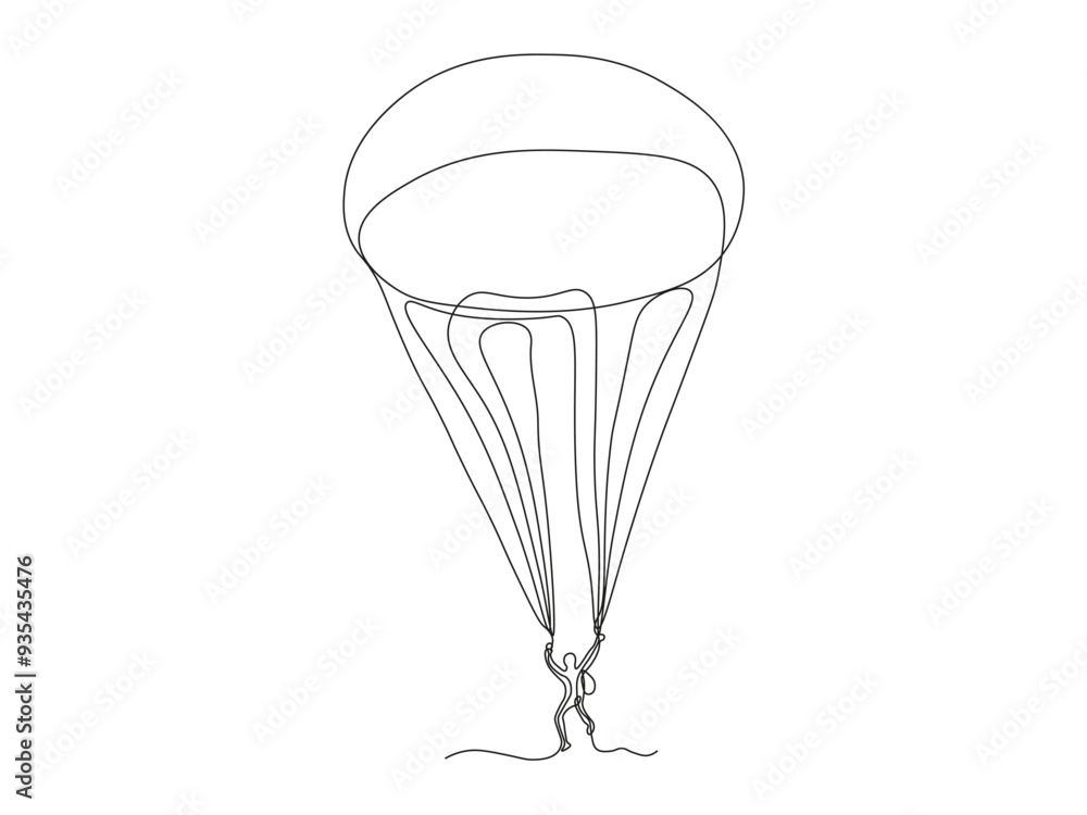 abstract skydiver on parachute,parachutist, paratrooper. continuous one ...