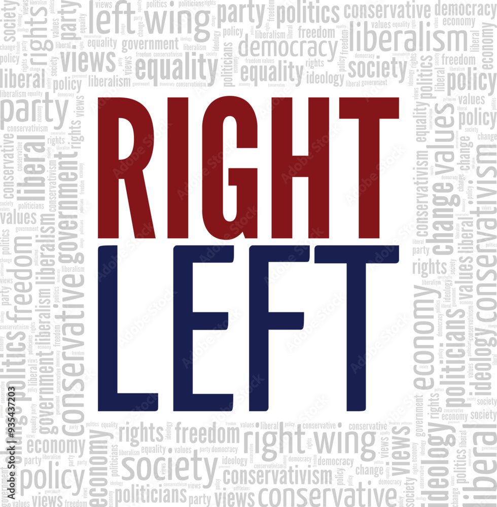 Right Wing vs Left Wing word cloud conceptual design isolated on white ...