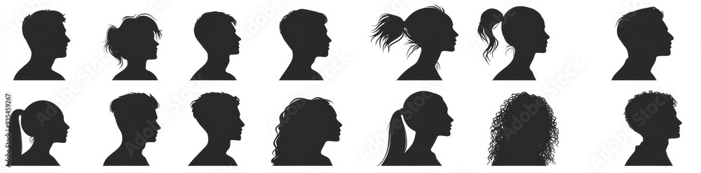 Four images of simple avatars without facial features are shown in ...